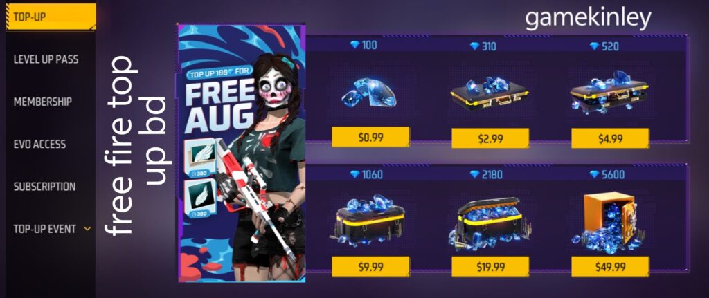 Free Fire Diamond Top Up BD via bKash, Nagad, Rocket
